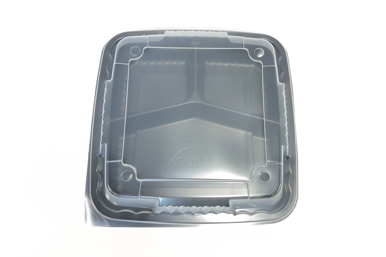 3 Comp 9x9 Pebble Box Black w/ Clear Lid - Silvaco Supply